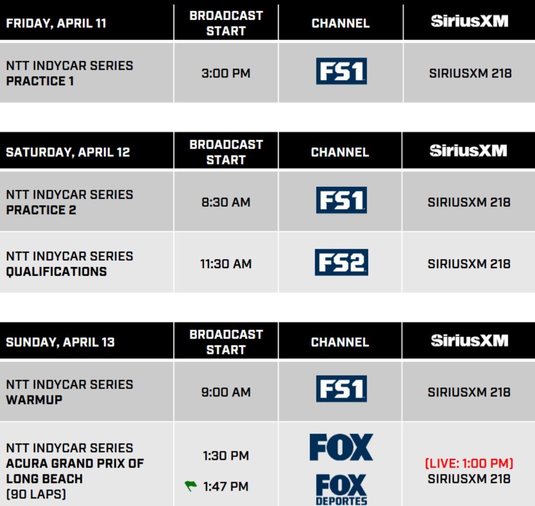 Long Beach First Look Schedule – The Pit Window by Mike Silver